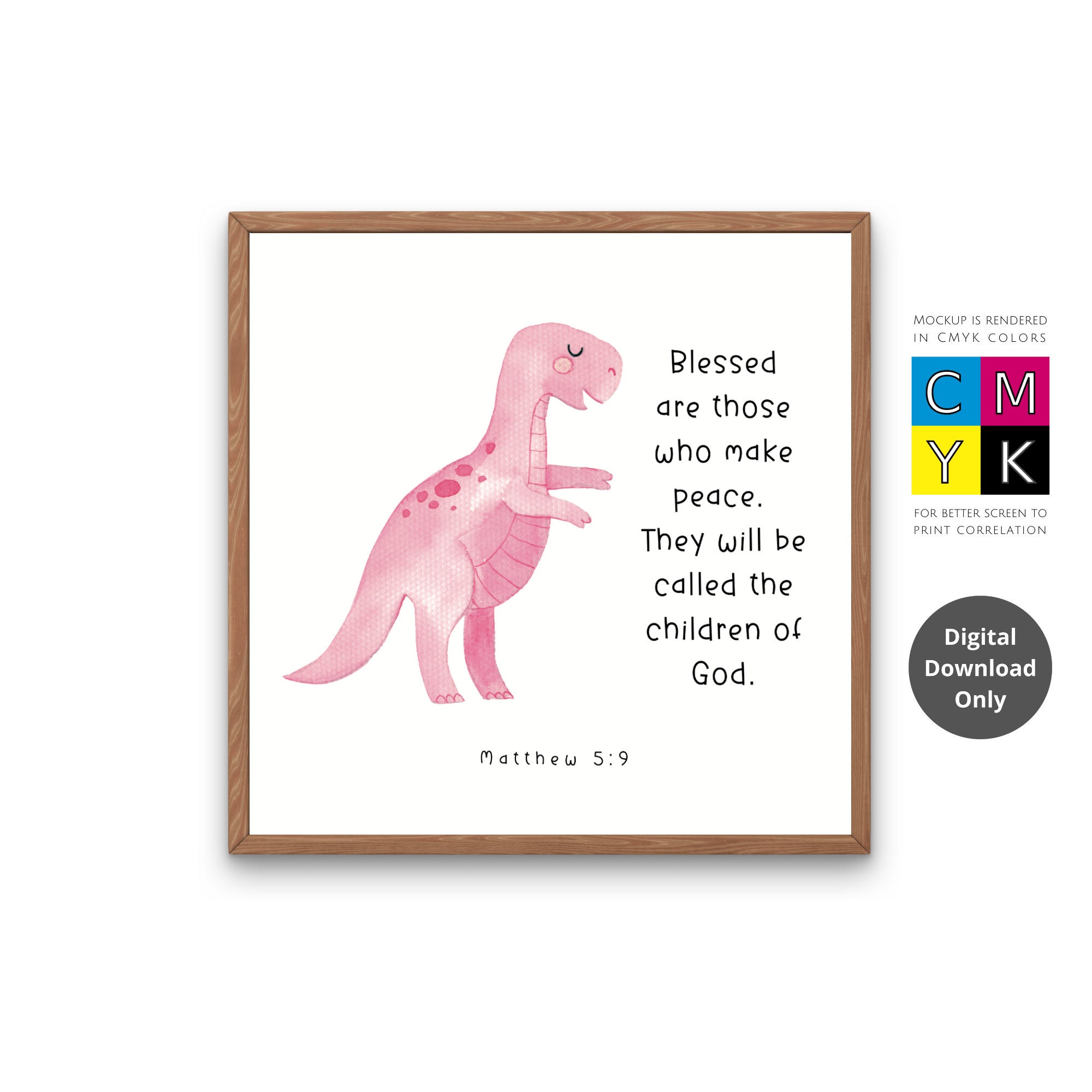 Dinosaur Beatitudes Bible Verse Children Kids Scripture Wall Art ...