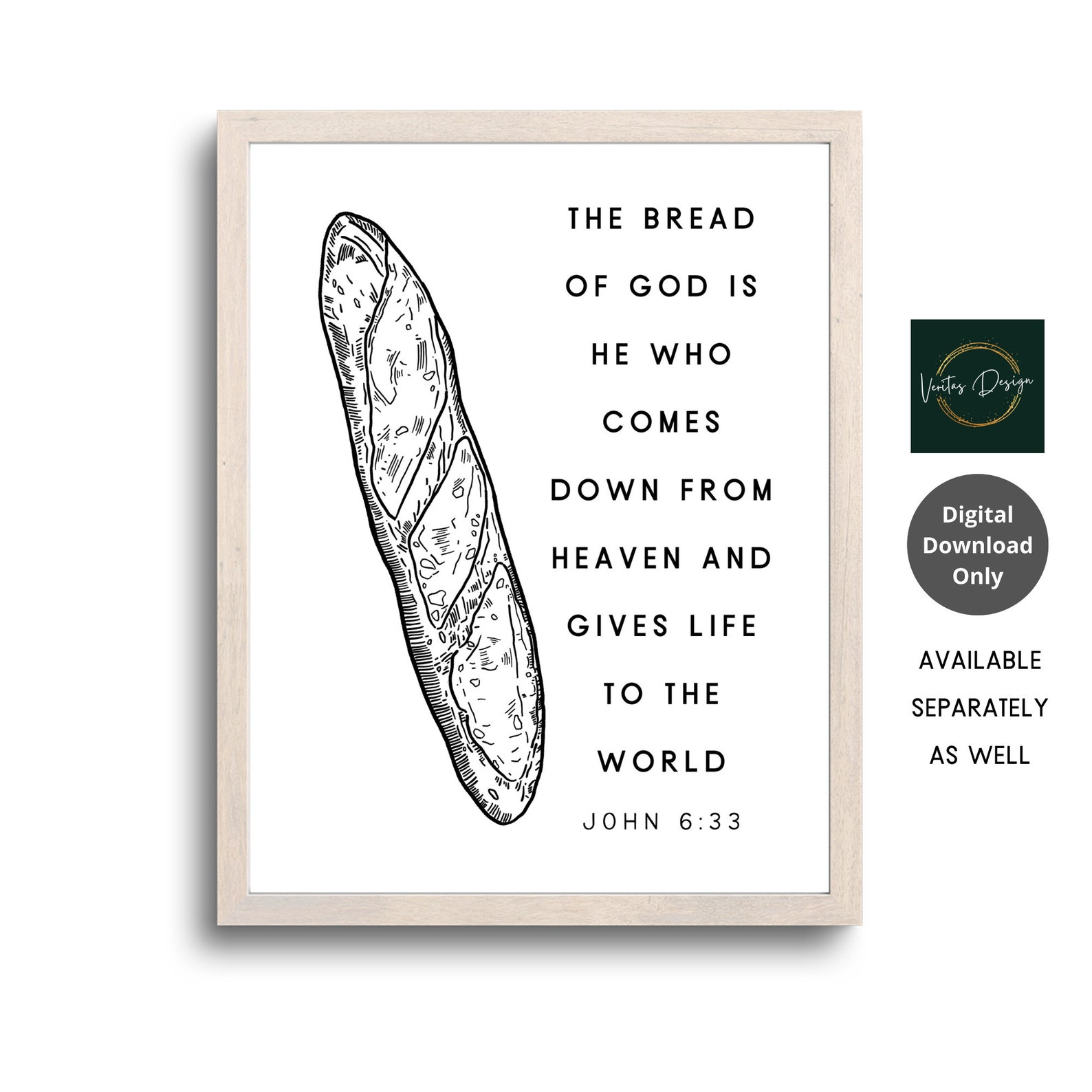 Matthew 4, 6 & John 6 Kitchen Scripture Wall Art Bread Bible Verses ...