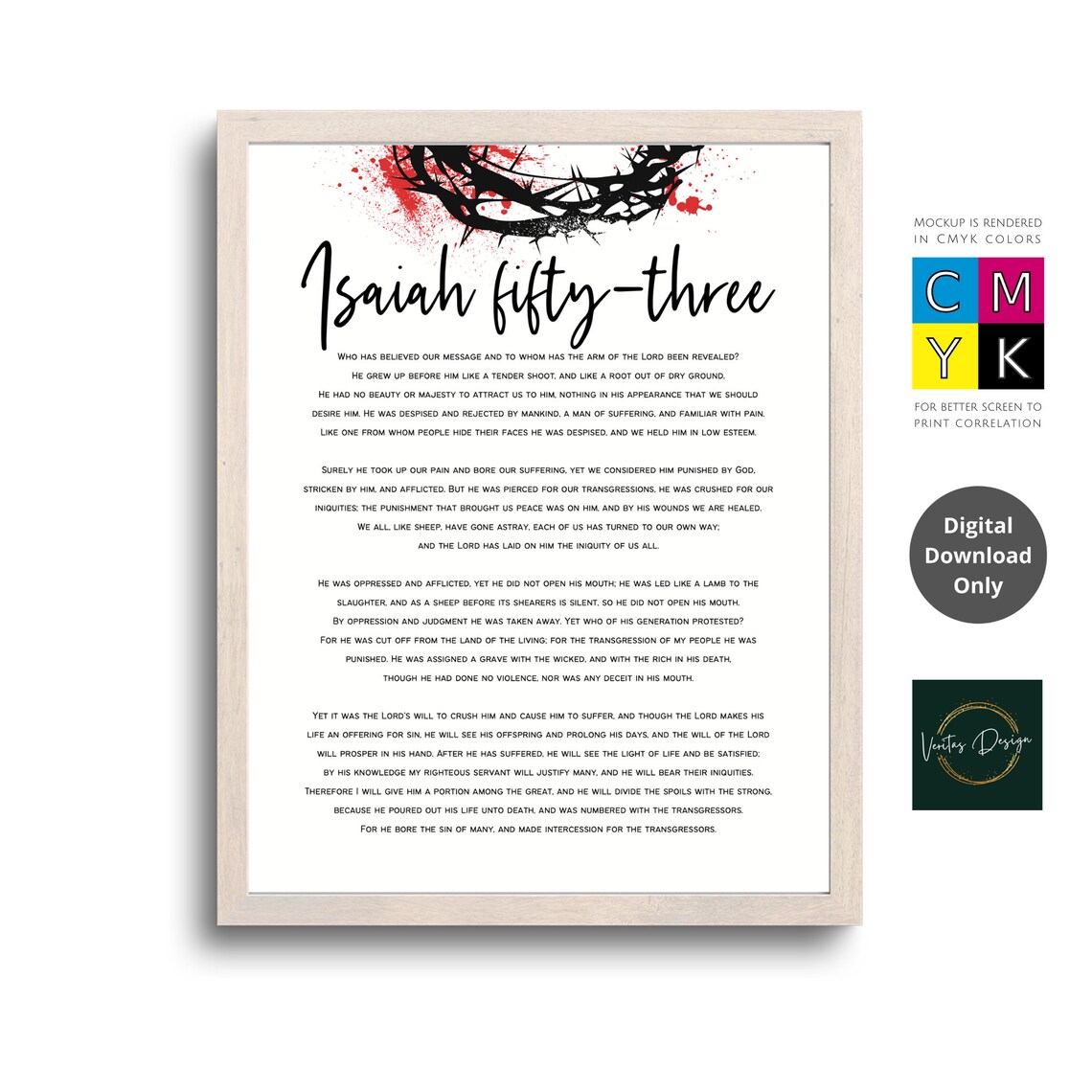 Isaiah 53 (entire Chapter) With Crown of Thorns Scripture Art Printable ...
