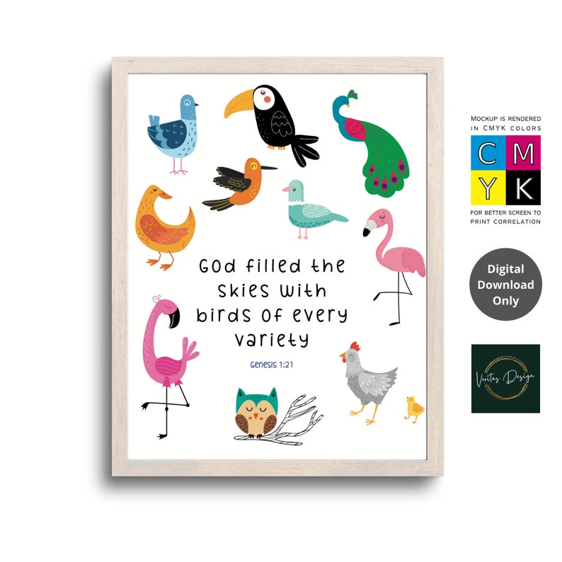 Creation Story in Genesis Bible Verse Children Kids Scripture Wall Art ...