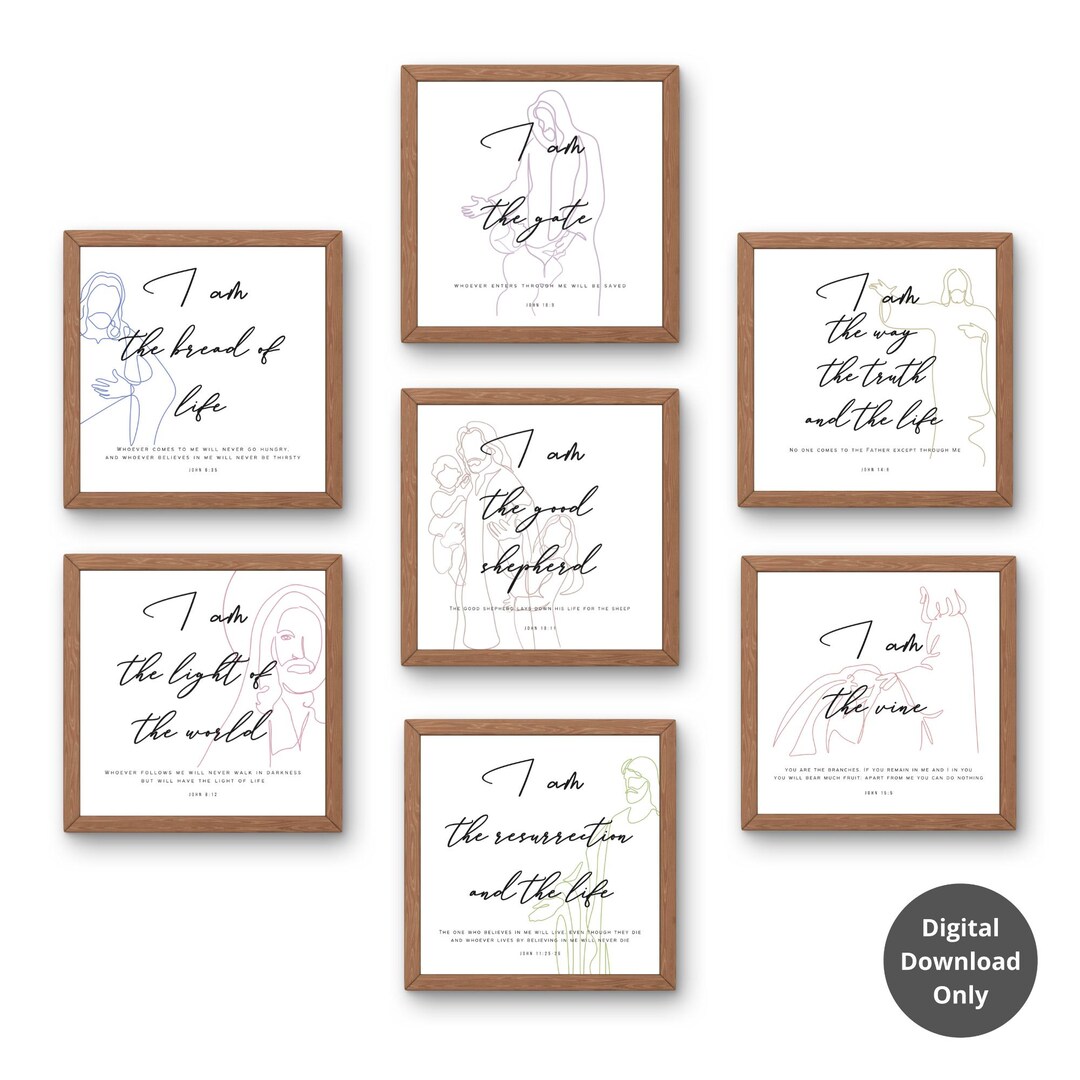 I AM Sayings of Jesus (set of 7) Gospel of John Bible Verse Scripture ...