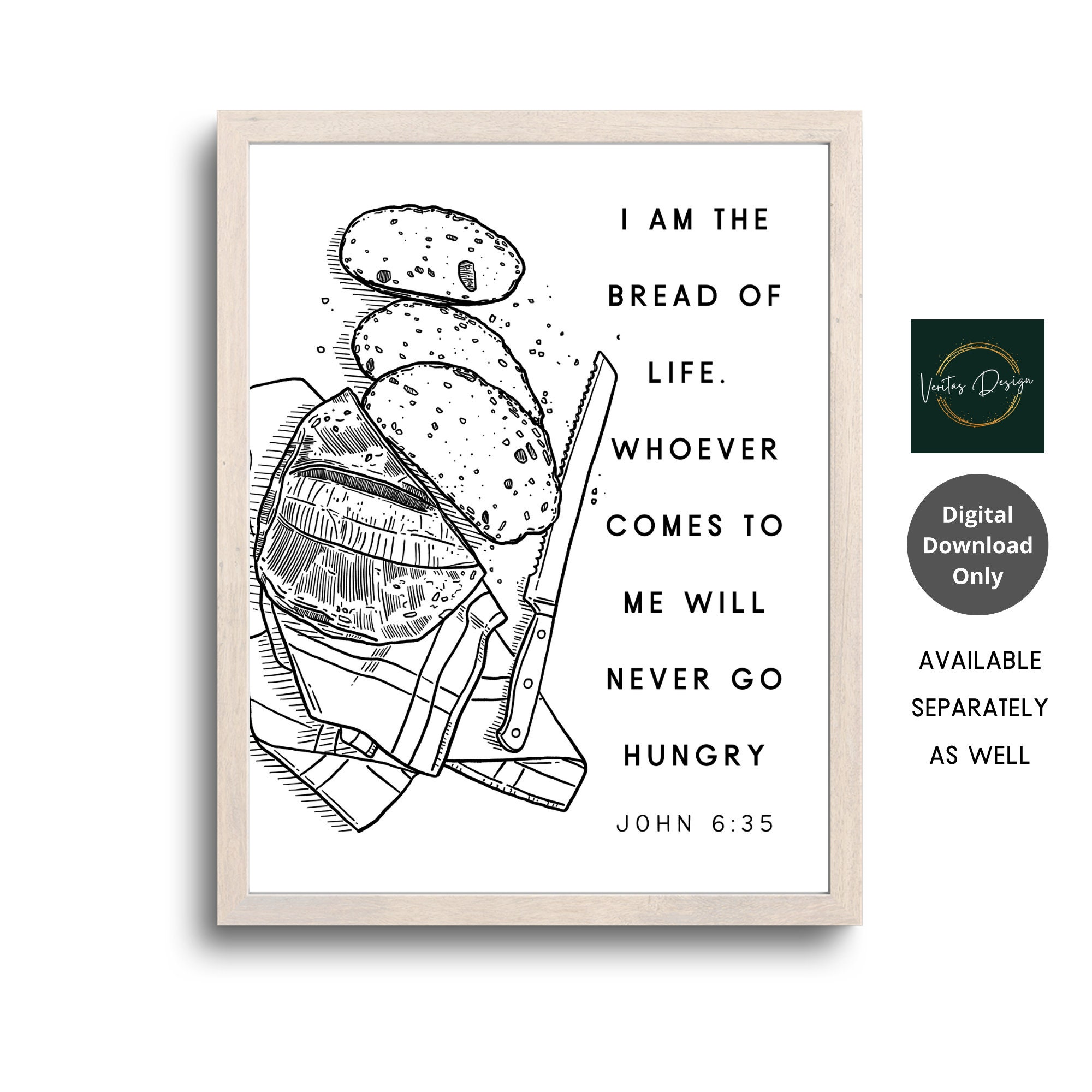 Matthew 4, 6 & John 6 Kitchen Scripture Wall Art Bread Bible Verses ...