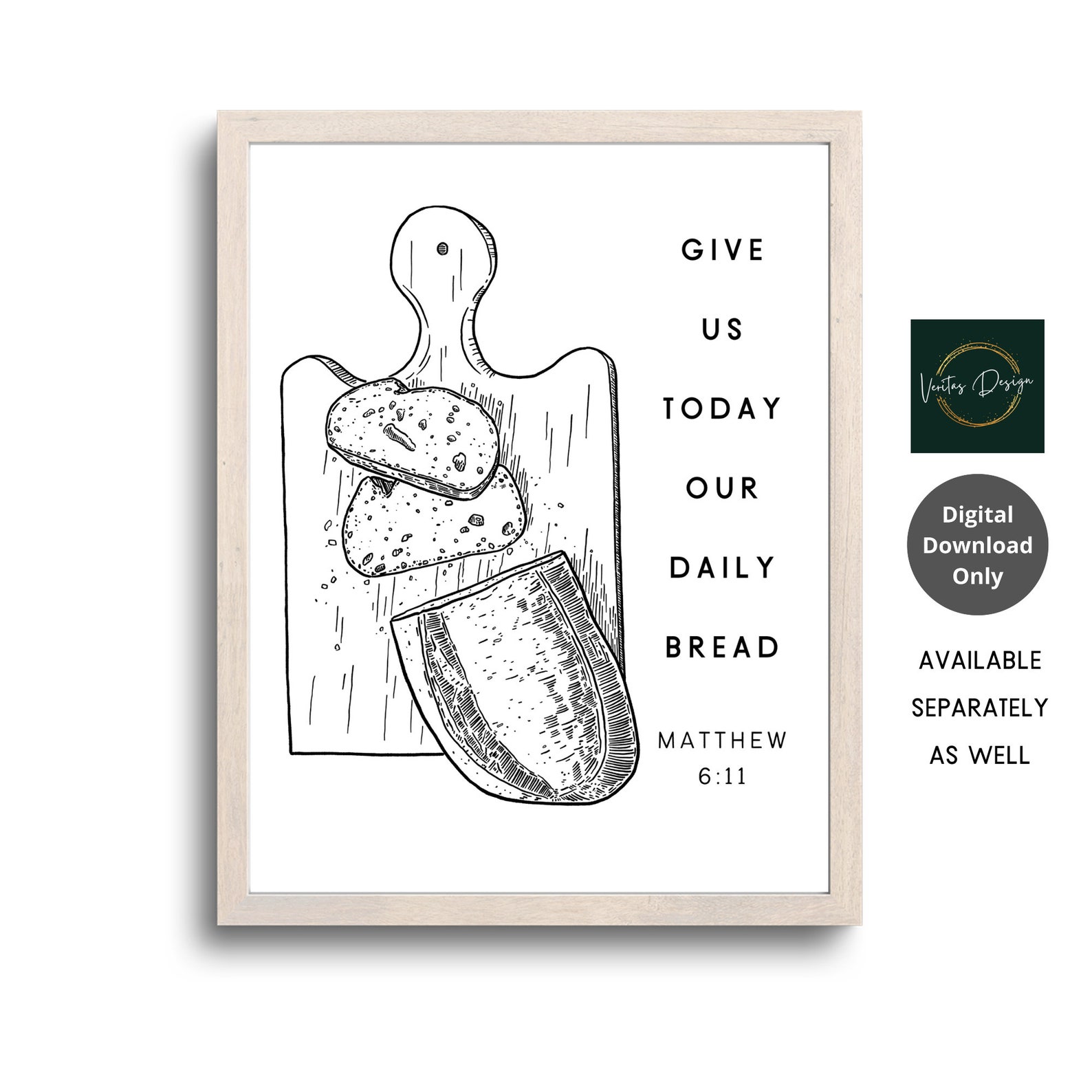 Matthew 4, 6 & John 6 Kitchen Scripture Wall Art Bread Bible Verses ...