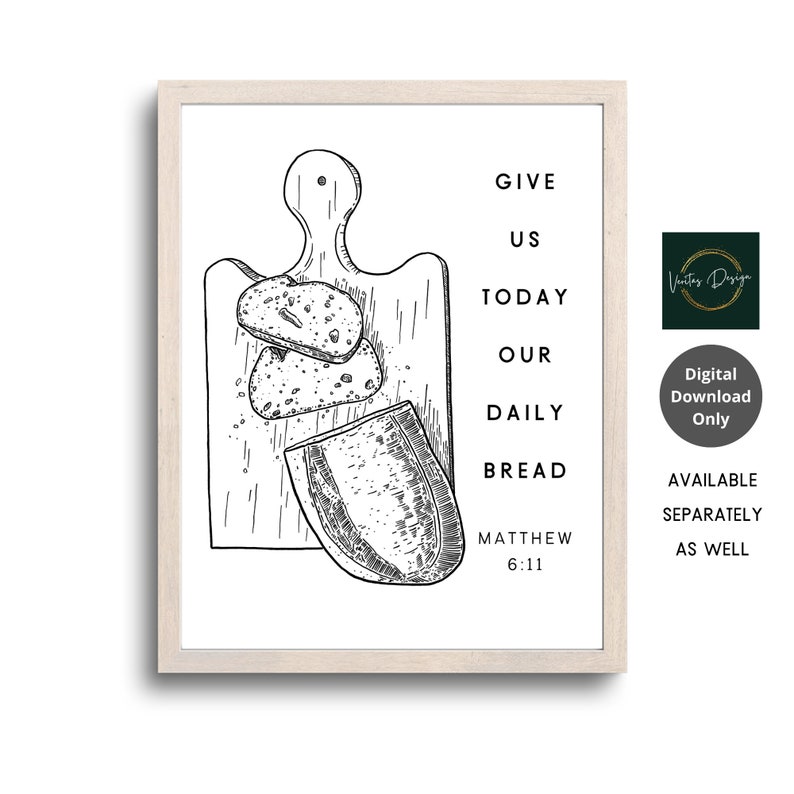 Matthew 4, 6 & John 6 Kitchen Scripture Wall Art Bread Bible Verses ...