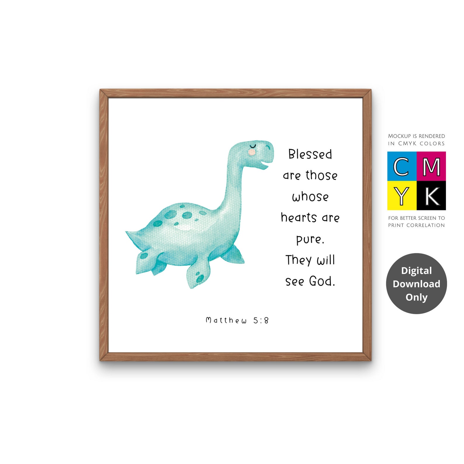 Dinosaur Beatitudes Bible Verse Children Kids Scripture Wall Art ...