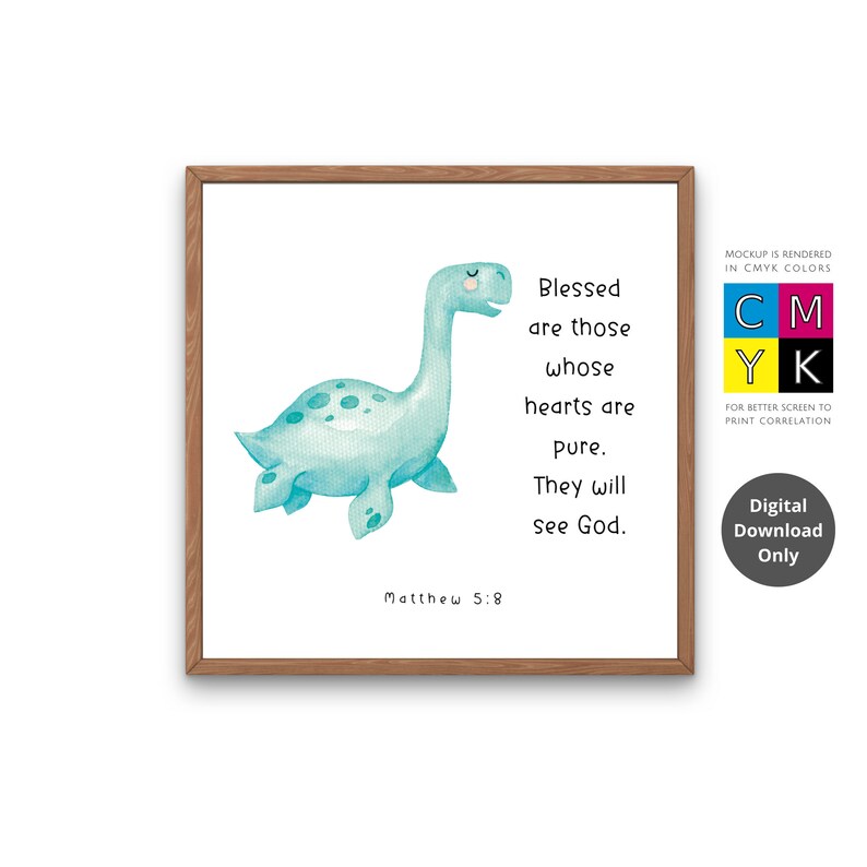 Dinosaur Beatitudes Bible Verse Children Kids Scripture Wall Art ...