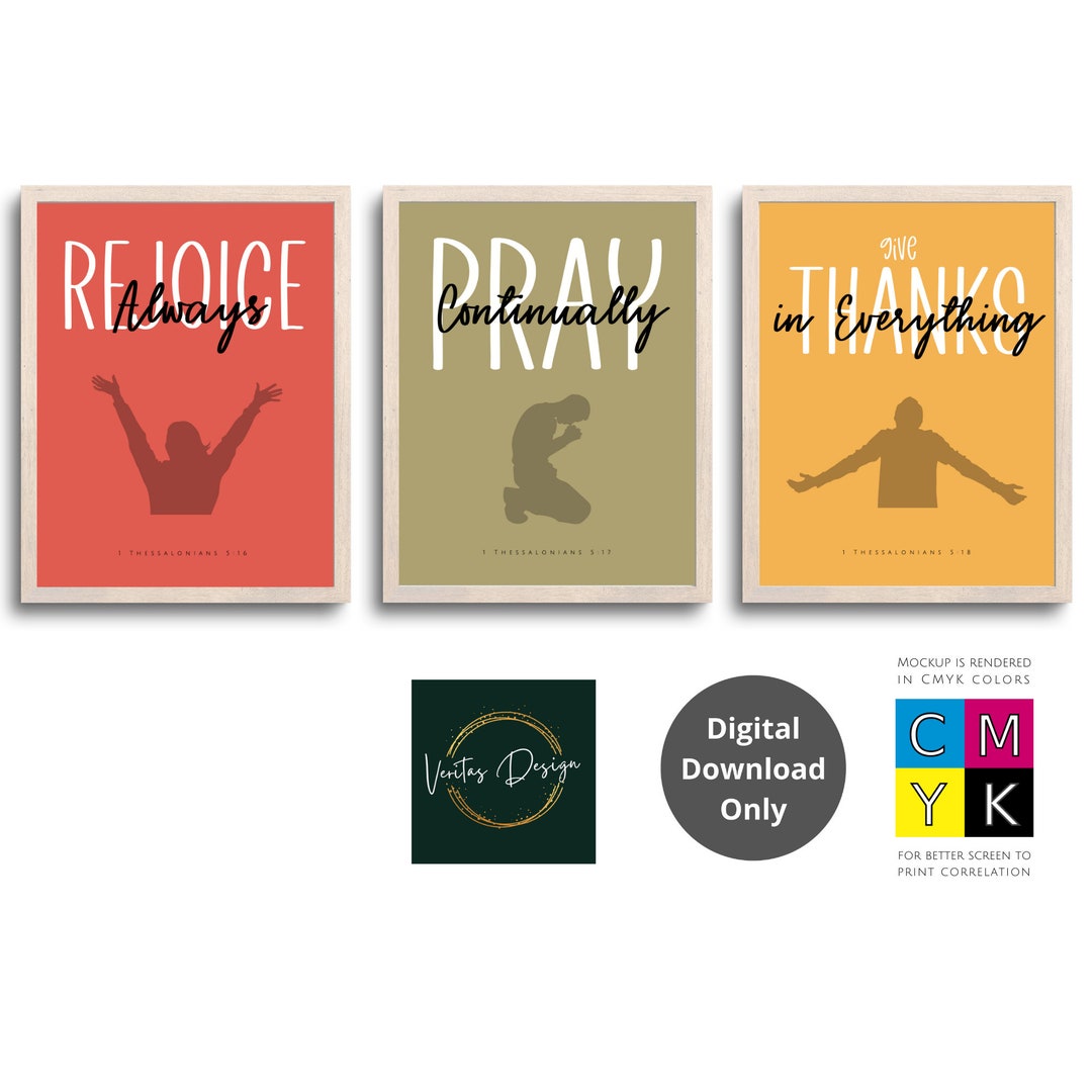 1 Thessalonians 5:16-18 Bible Verse Children Kids Scripture Wall Art ...