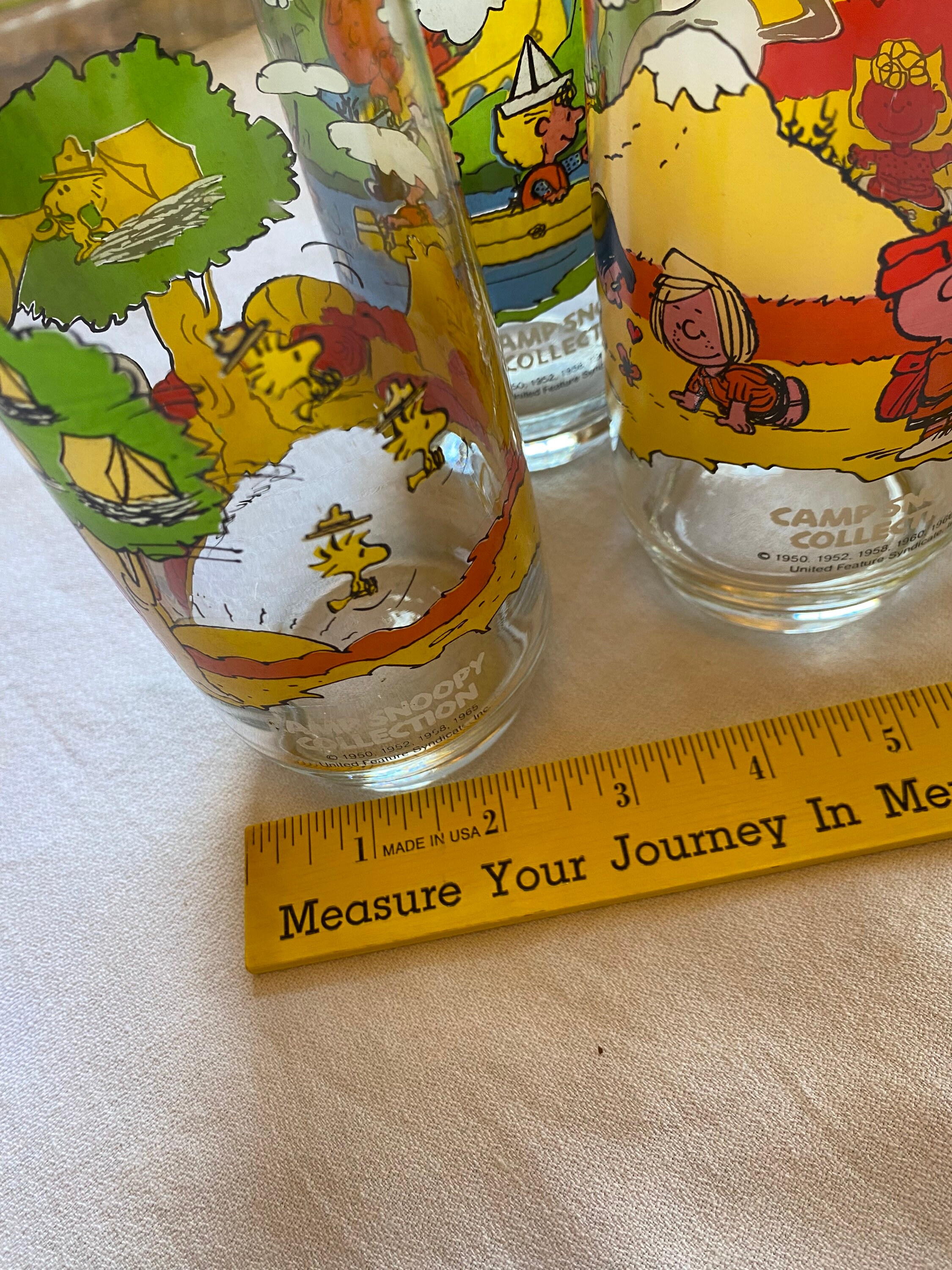 Camp Snoopy Glass Set Peanuts Glasses Charlie Brown Glass Set Mcdonalds Collector Glasses ...