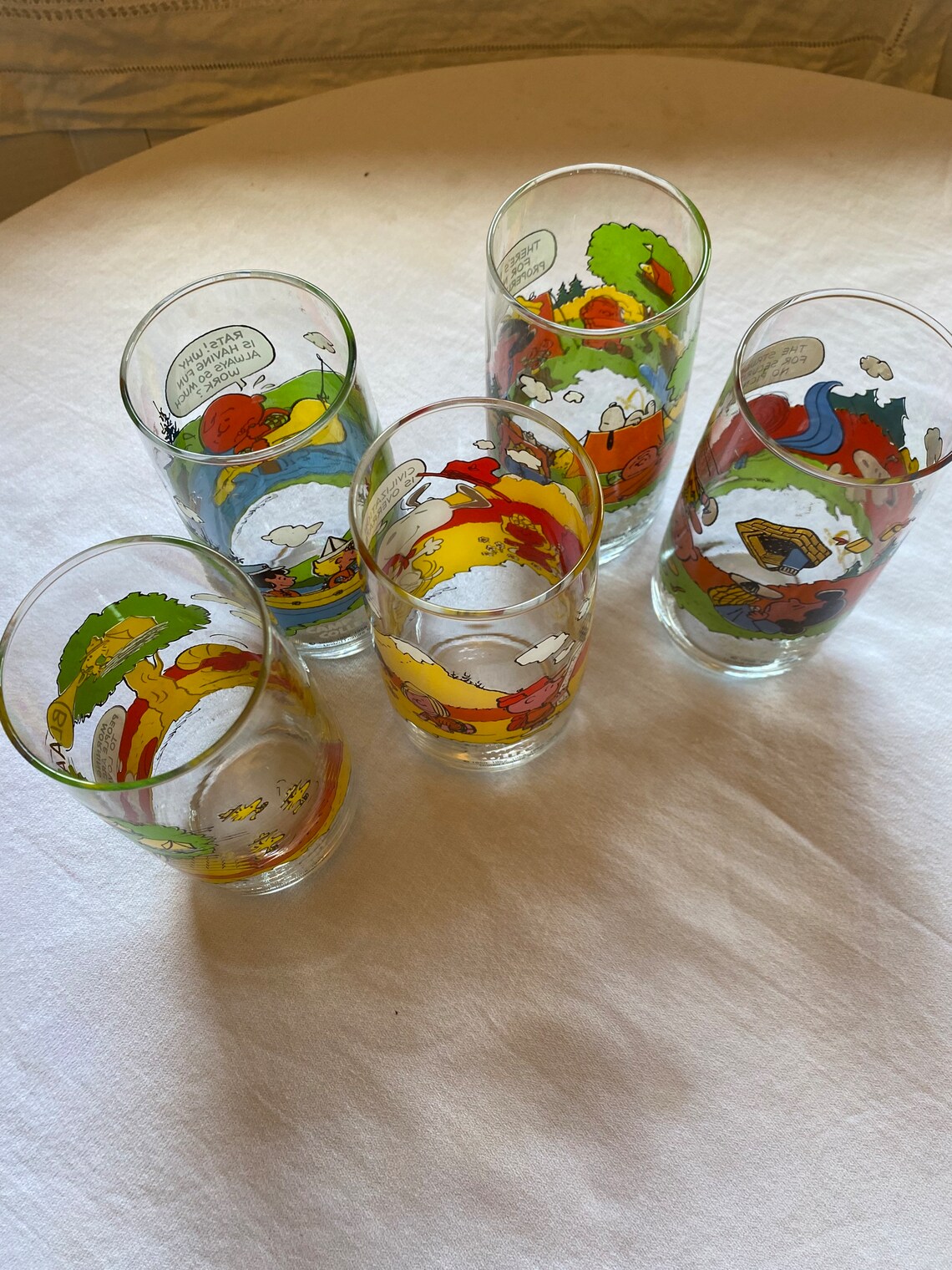 Camp Snoopy Glass Set Peanuts Glasses Charlie Brown Glass Set Mcdonalds Collector Glasses ...