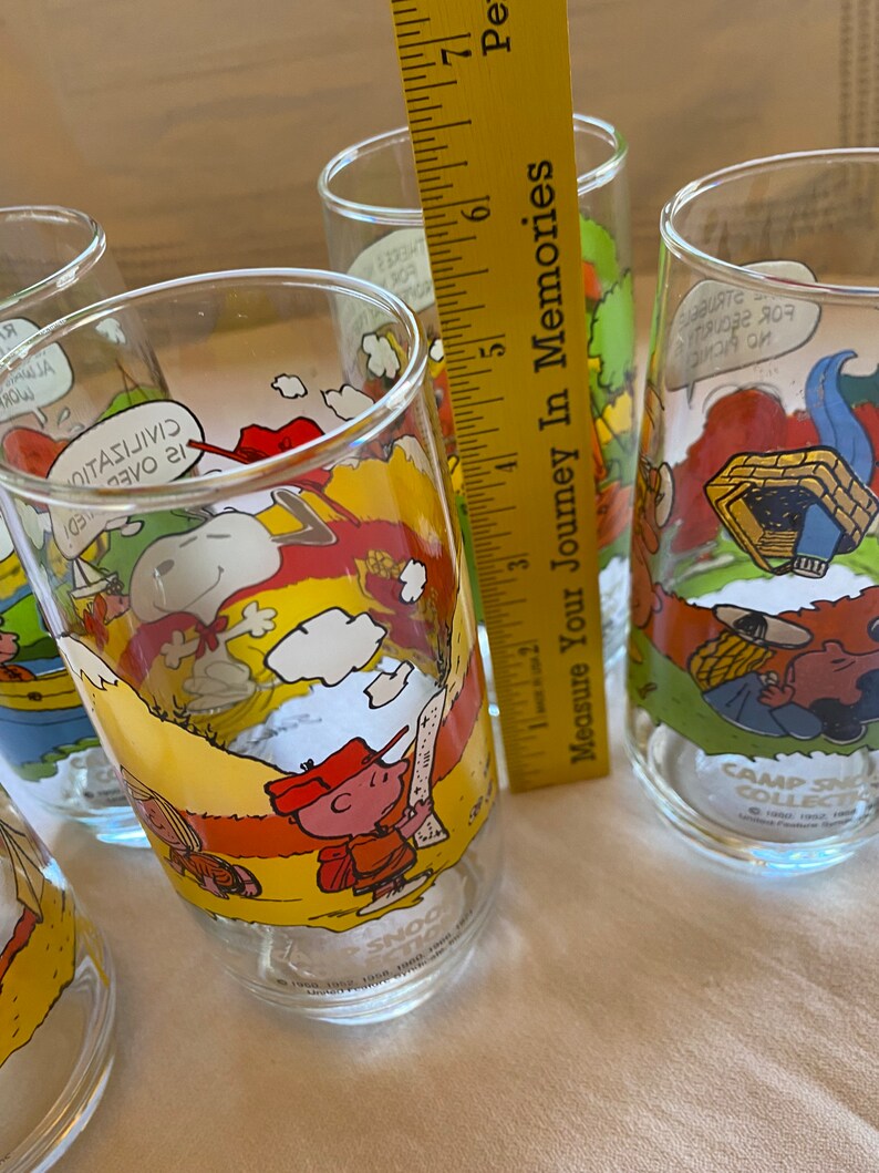 Camp Snoopy Glass Set Peanuts Glasses Charlie Brown Glass Set Mcdonalds Collector Glasses ...