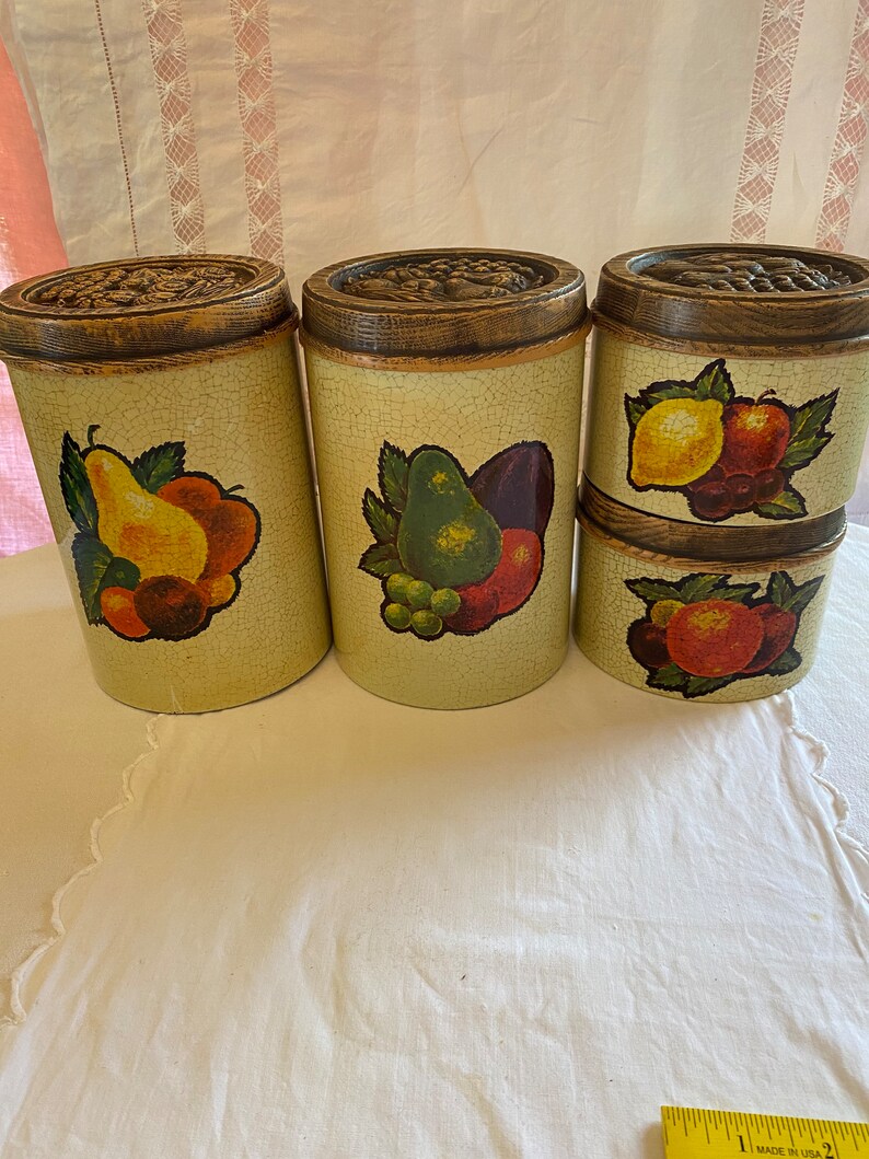 1970s Nesting Fruit Canister Set/ Made in the USA /burlington/kitchen ...