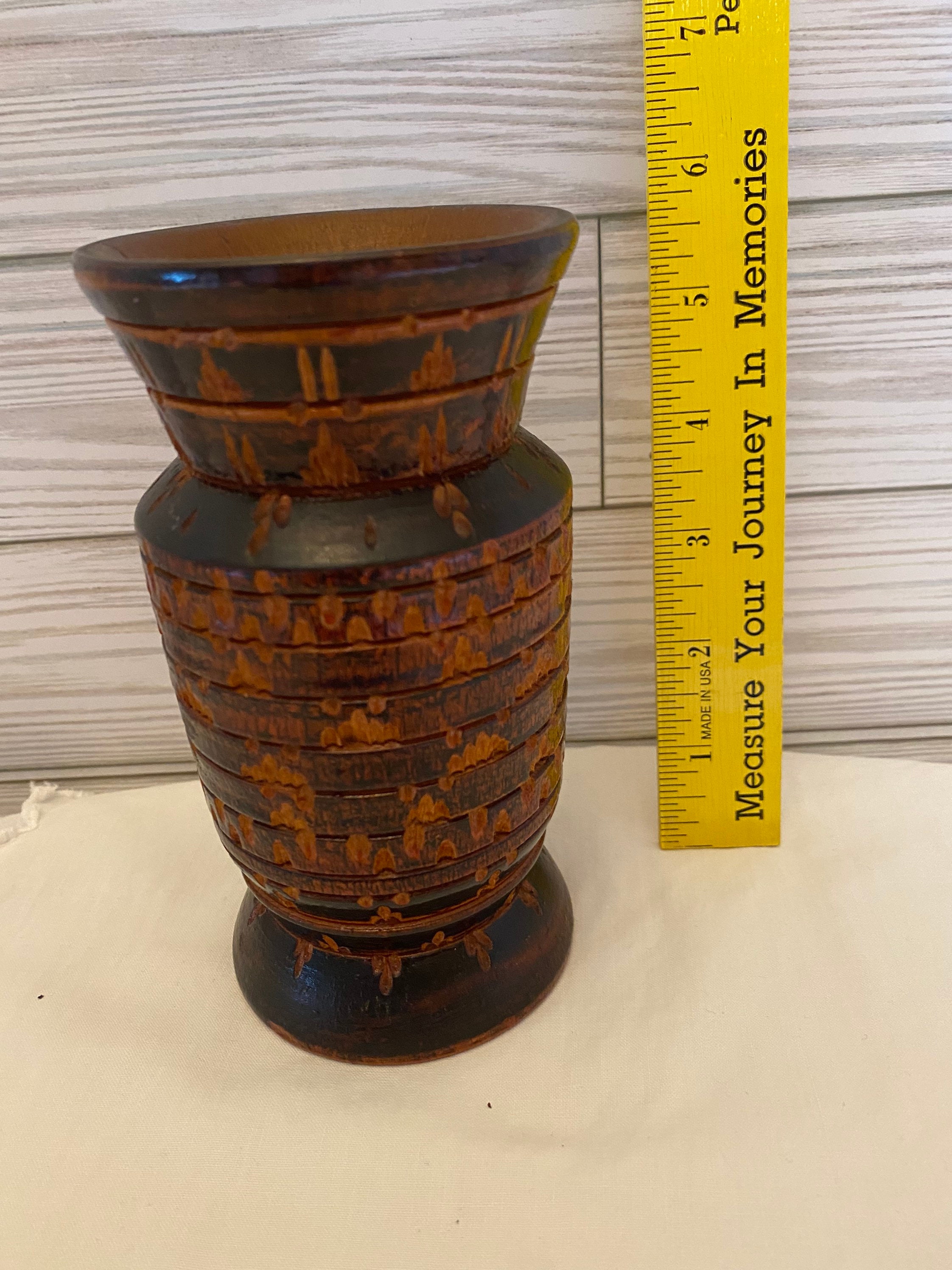 Vintage Turned Wood Vase Modern Vase Asian Vase African Vase Hand ...