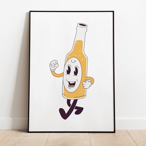 Cartoon Beer in the Style of the 80s Beer Print Beer Art - Etsy