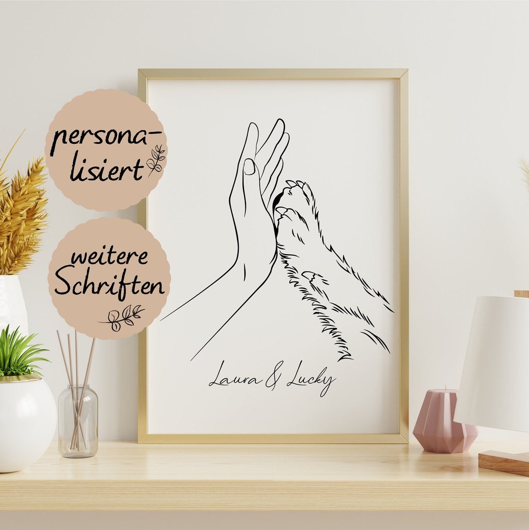 Personalisiertes Poster - Hand und Pfote - Geschenk für Freunde und ...