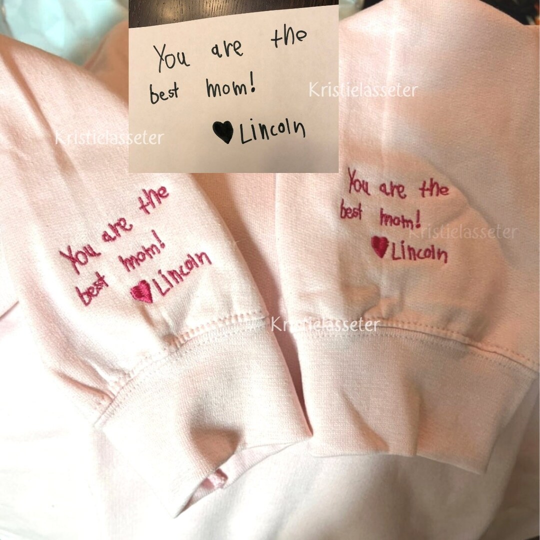 Handwriting Embroidered Sweatshirt, Embroidered Your Handwriting Crew ...