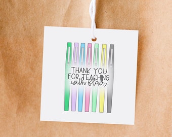 Teacher Thank You Gift Tag, Teacher End Year Gift, Teacher Appreciation ...