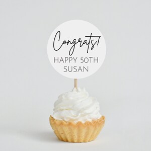 Editable Cup Cake Birthday Toppers, Cupcake Topper Template | Modern ...