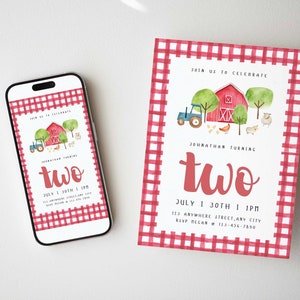 Editable Farm Theme Birthday Invitation - Canva Templates - Fun Party ...