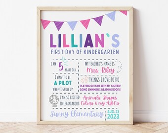 Editable Pink First Day of School Chalkboard Sign, Reusable First Day ...