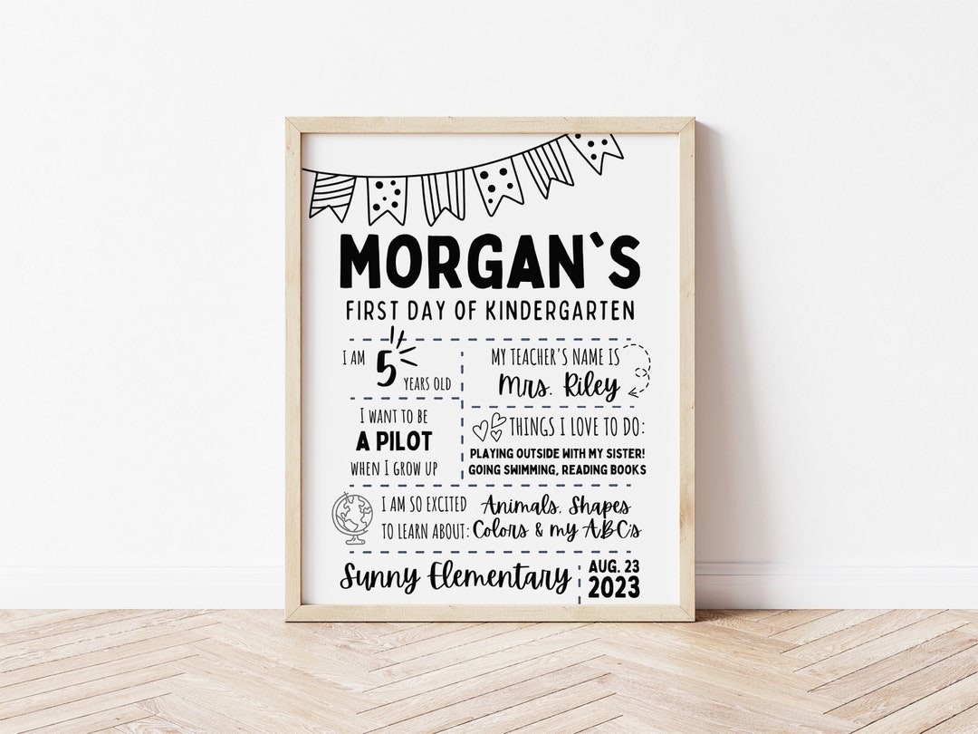 Editable First Day of School Sign, Black and White Colors , Reusable ...
