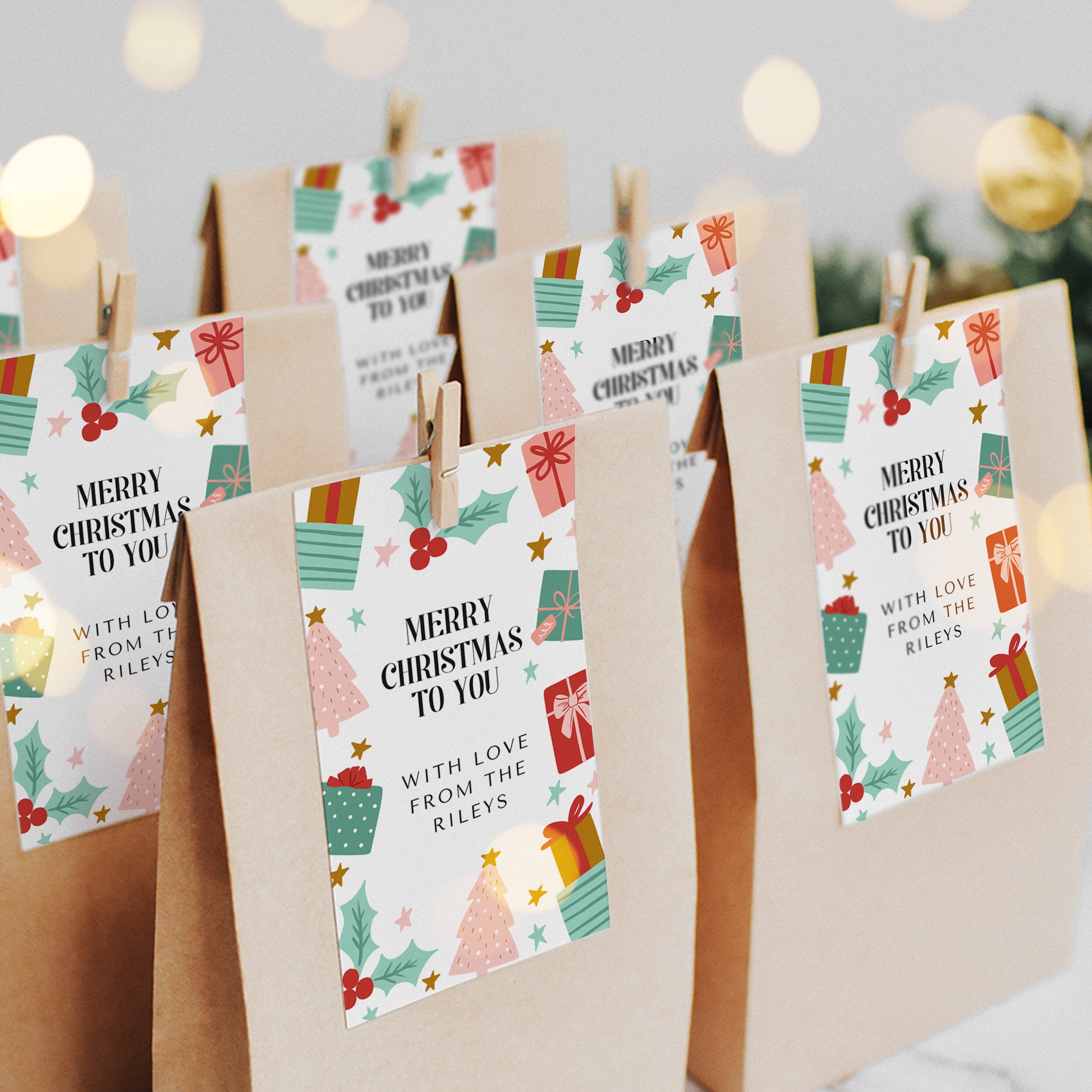 Merry Christmas Tags Cute Printable Christmas Gift Tag Pink Holiday ...