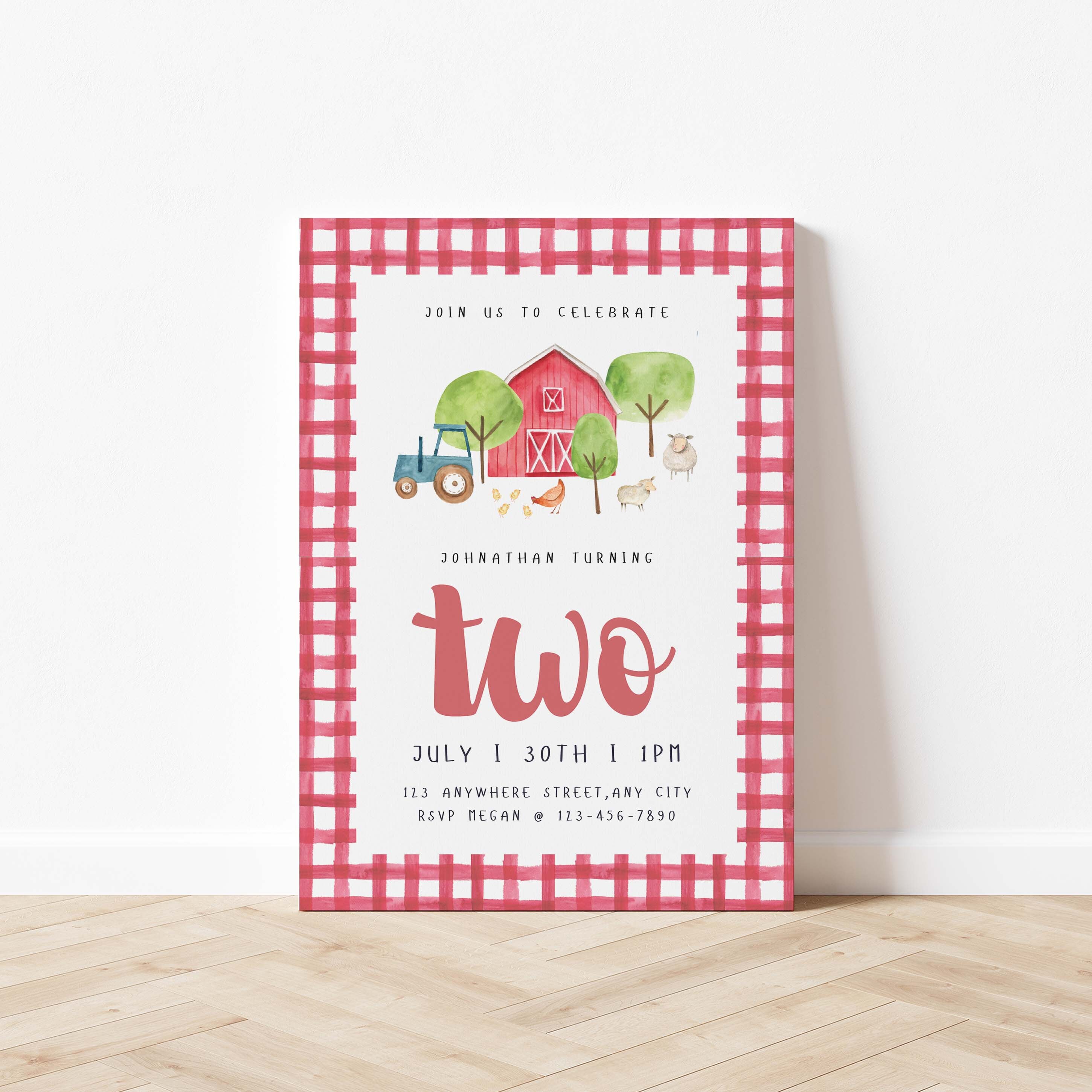 Editable Farm Theme Birthday Invitation Canva Templates Fun Party Theme ...