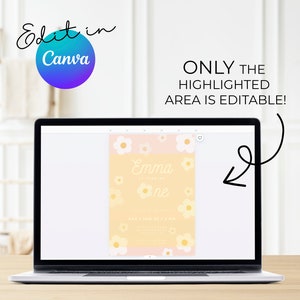 Editable One Daisy Floral Birthday Invitation Canva Templates ...