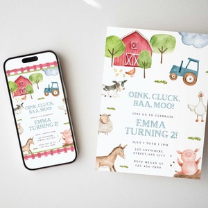 Farm Birthday Thank You Card, Rustic Kids Birthday Party Favors ...