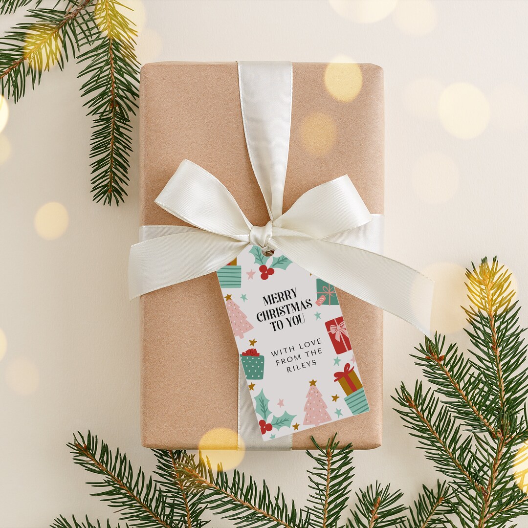 Merry Christmas Tags Cute Printable Christmas Gift Tag Pink Holiday ...