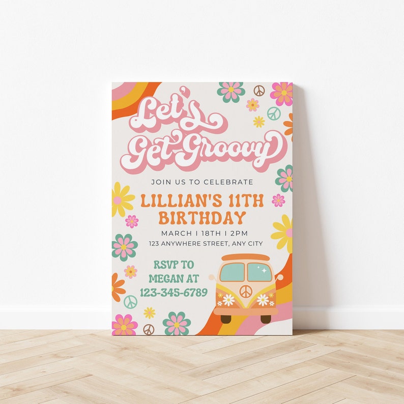 Printable Let's Get Groovy Birthday Invitation Retro 70s - Etsy