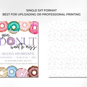 Donut Birthday Invitation, Donut Party, You Donut Want to Miss, Girl ...