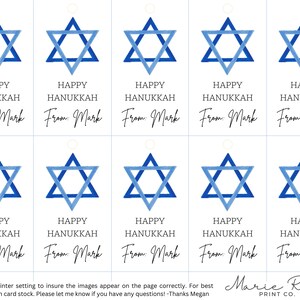 Printable Hanukkah Gift Tags, Hanukkah Wrapping, Minimalist Gift Tag ...