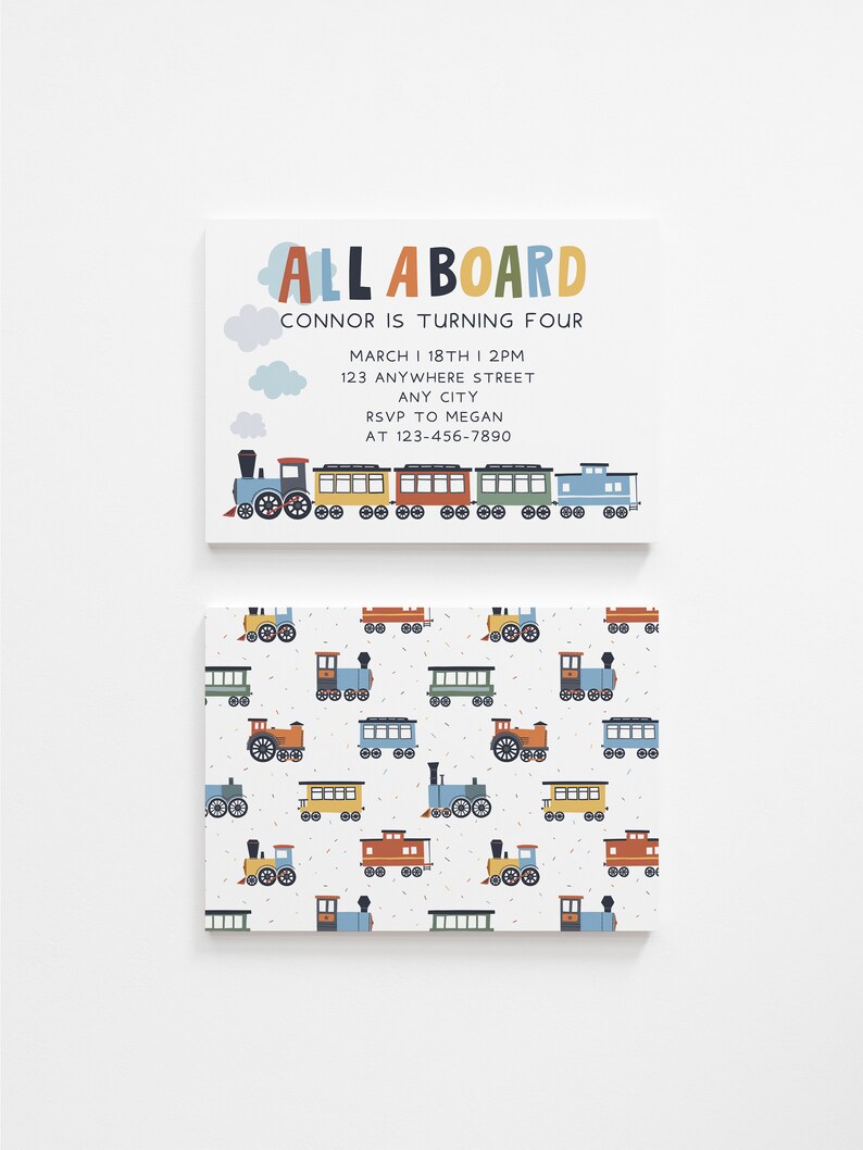 All Aboard Sign, Train Theme Birthday Welcome Sign, Editable 8x10 Sign ...