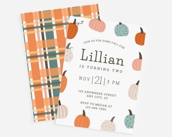 EDITABLE Pumpkin Birthday Invitation - Etsy