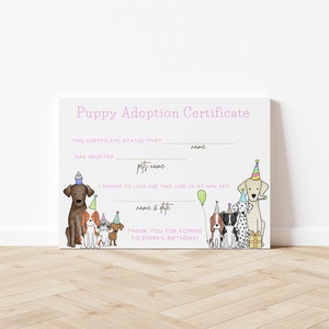 Puppy Adoption Sign Adoption Certificate, Puppy Party, Canva Editable ...