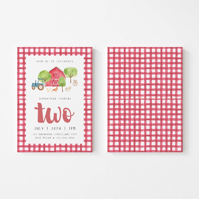 Editable Farm Theme Birthday Invitation Canva Templates Fun Party Theme ...