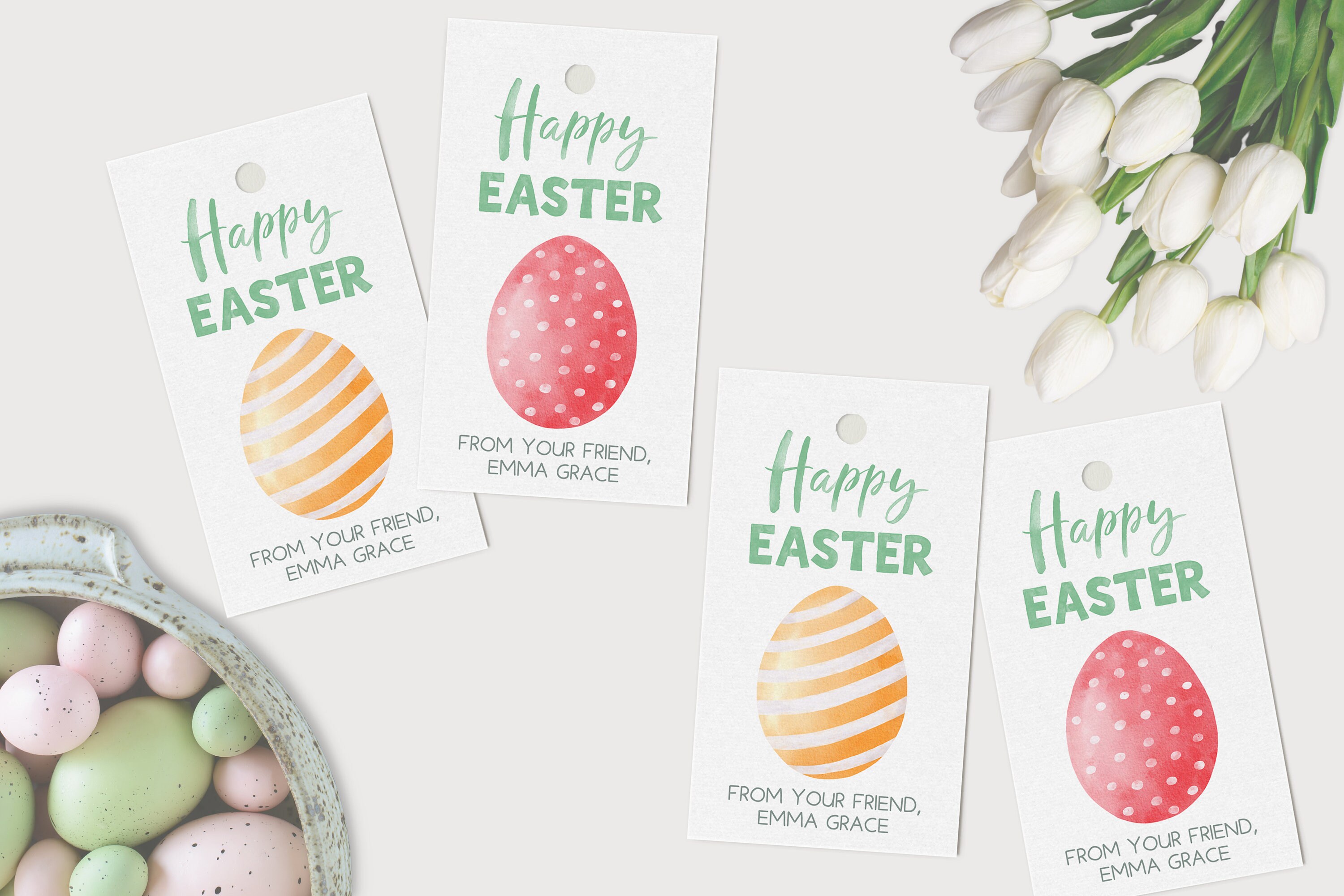 Printable Easter Egg Tag, Instant Download Easter Bunny Ears Gift Tag ...