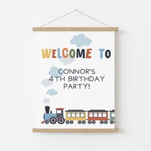 All Aboard Welcome Sign, Train Theme Birthday Welcome Sign, Editable ...
