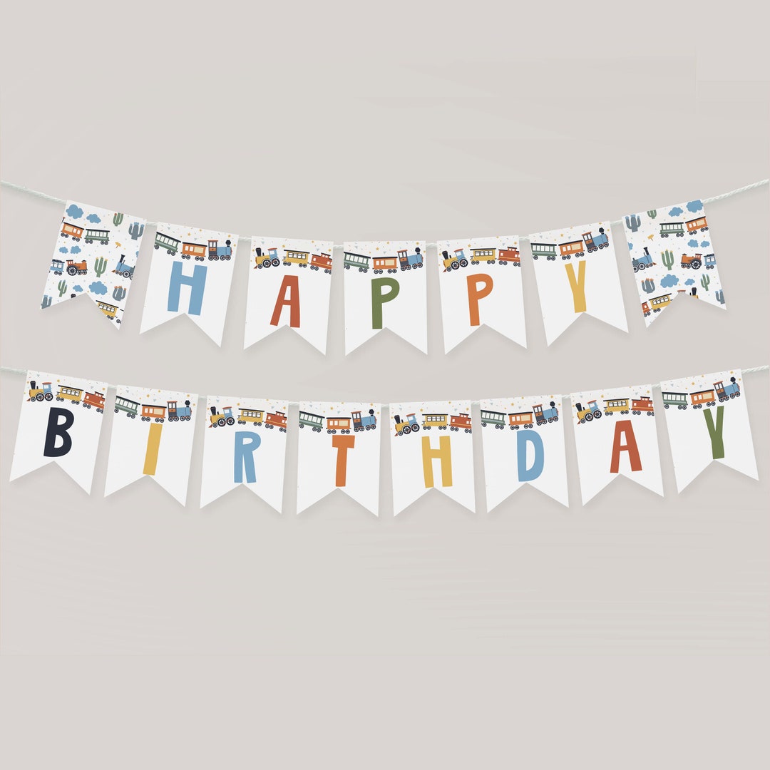Modern Train Birthday Banner | Minimalistic Train Party | Train Welcome ...
