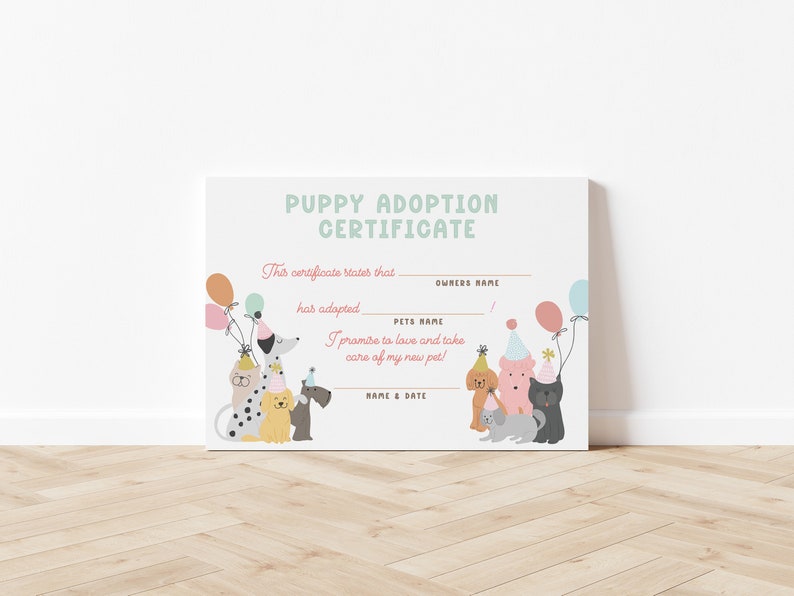 Puppy Birthday Party Adoption Sign Template Dog Theme Birthday Editable ...