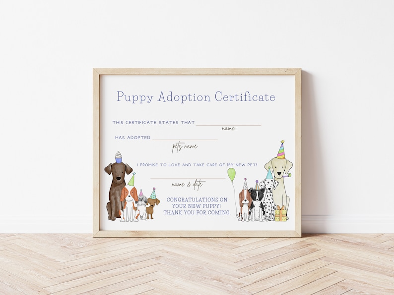 Puppy Adoption Certificate, Puppy Adoption Sign, Puppy Party, Canva ...
