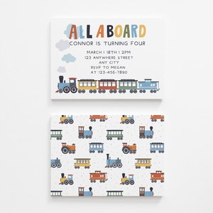 All Aboard Train Birthday Bundle Set - Editable Train Birthday ...