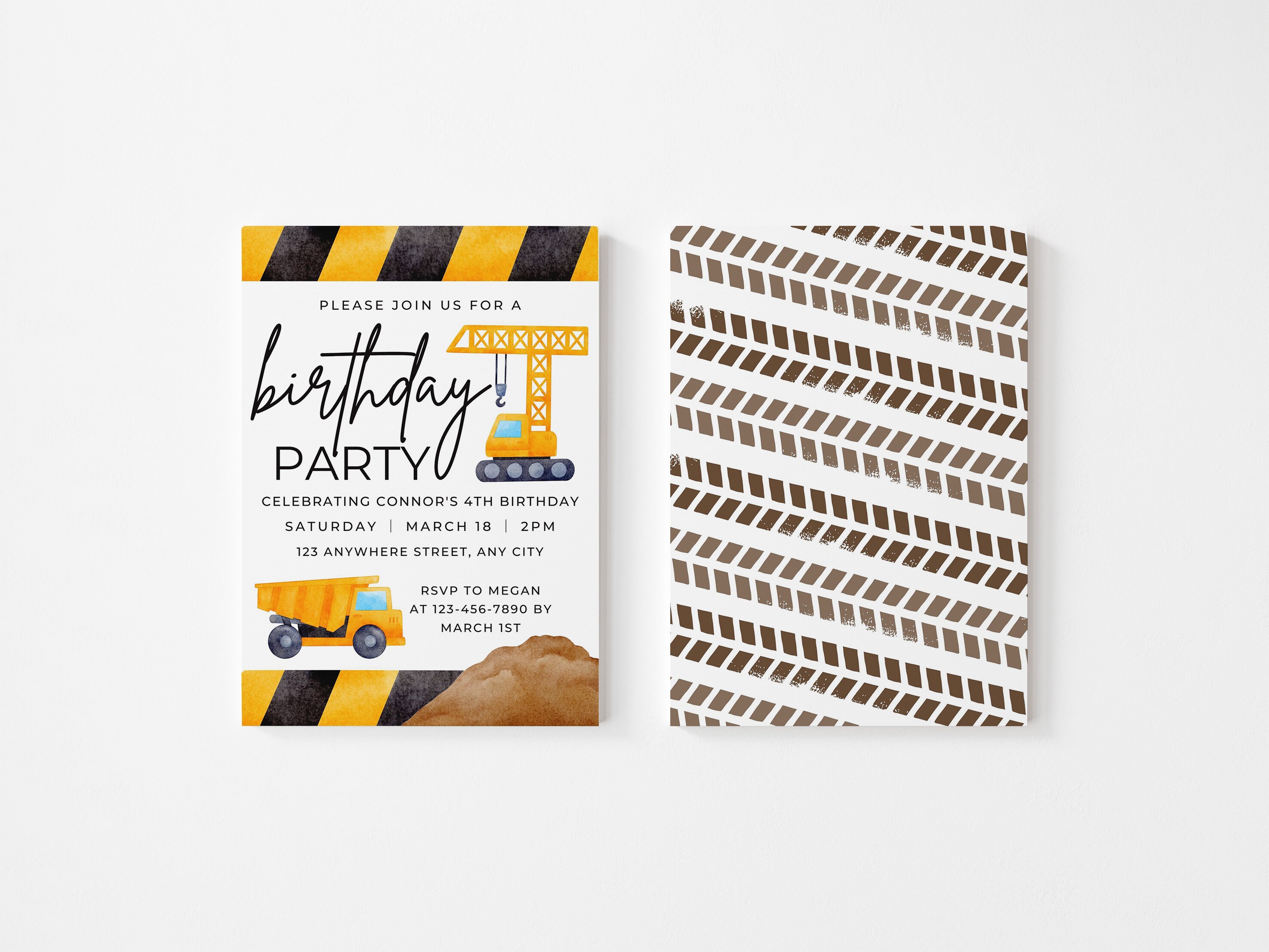 Editable Construction Invitation, Dump Truck, Construction Trucks ...