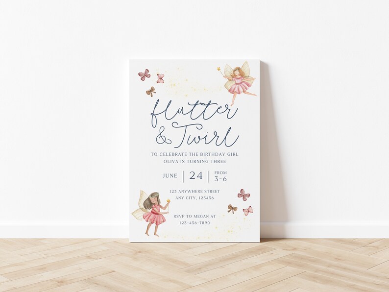 Printable Birthday Invitation Flutter & Twirl Magical Fairy - Etsy