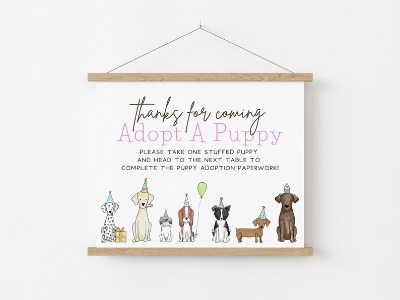 Puppy Adoption Sign Adoption Certificate, Puppy Party, Canva Editable ...