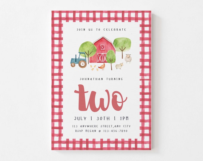 Farm Birthday Invitation Template, Farm Invitation, Farm Animals Invite ...