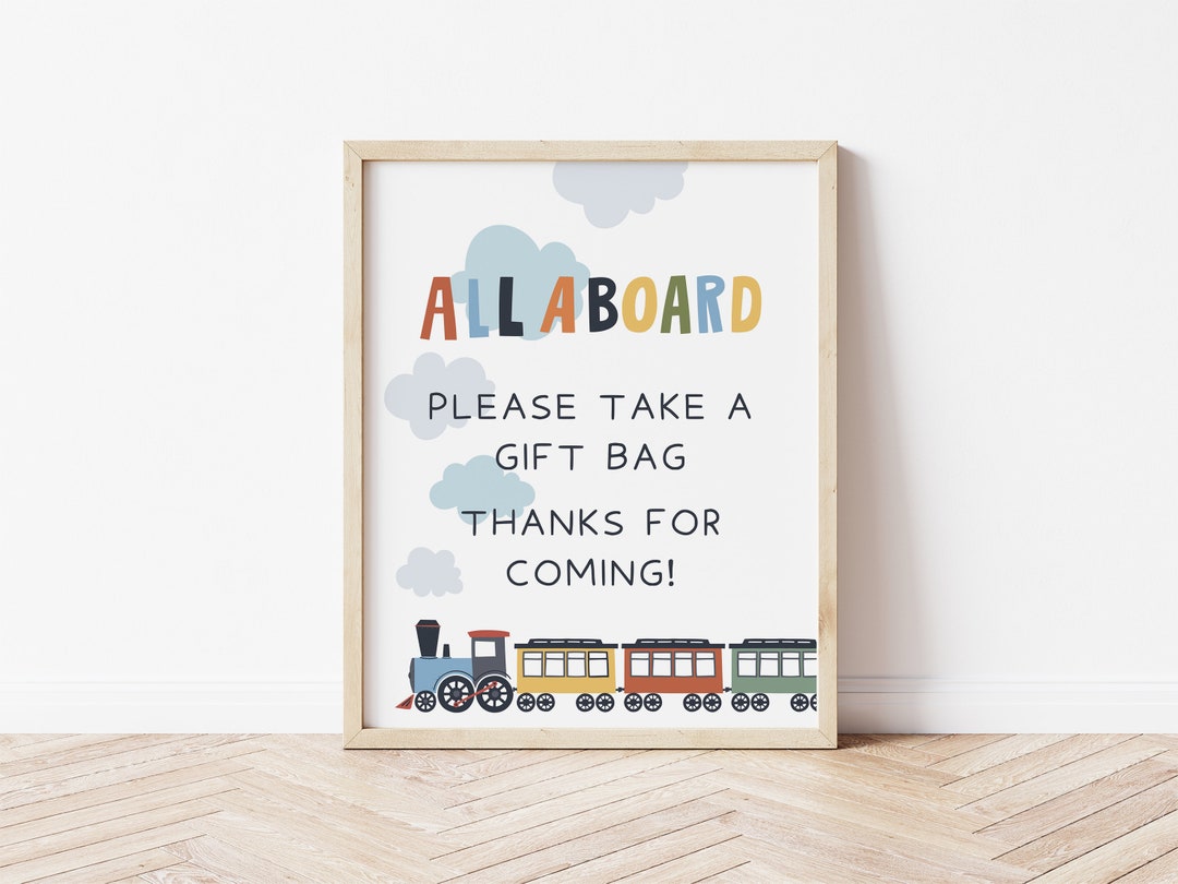 All Aboard Sign, Train Theme Birthday Welcome Sign, Editable 8.5x11 ...