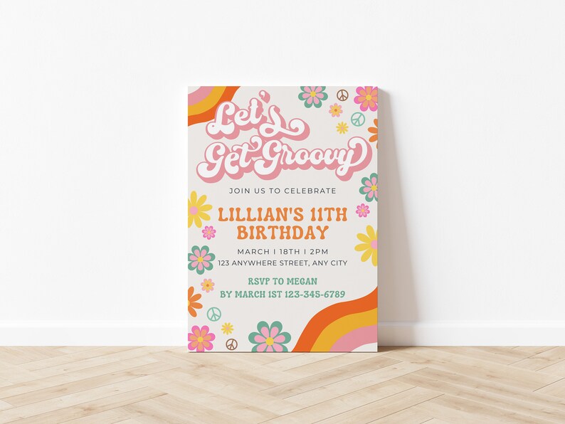 Printable Let's Get Groovy Birthday Invitation Retro 70s - Etsy