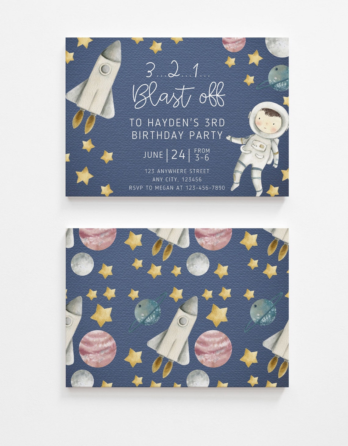 Space-themed Invitation Astronaut Birthday Outer Space Party Invitation ...