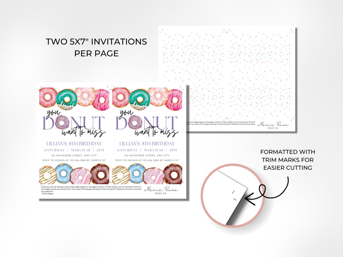 Donut Birthday Invitation, Donut Party, You Donut Want to Miss, Girl ...